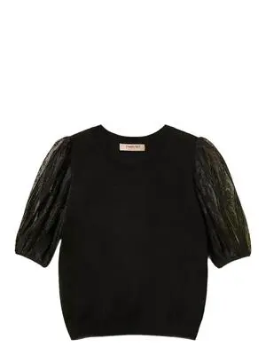 TWINSET Lace Sleeve T-shirt - Black