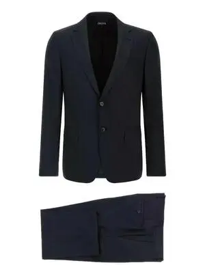 Zegna Pinstriped Button Suit - Blue