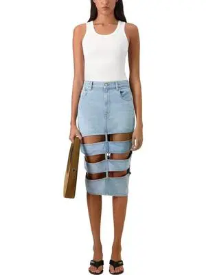Coperni Midi Spiral Denim Skirt - Blue