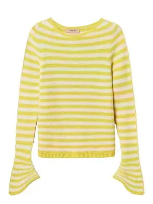 TWINSET Striped Crew-neck Top - Yellow