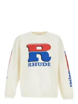 Rhude Petrol Split Logo Sweater - White