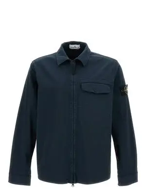 Stone Island Cotton Canvas Overshirt - Blue