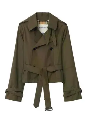 Burberry Cropped Belted Jacket - Green