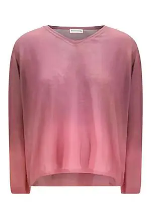 MIRROR IN THE SKY V-neck Pullover Sweater - Pink