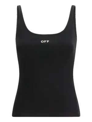 Off-White Ribbed Tank Top - Black