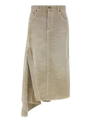 HAIKURE Ann Bull 44 Dyed Denim Midi Skirt - Neutrals