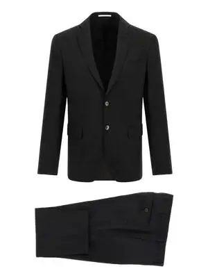 Pal Zileri Button Wool Suit - Black