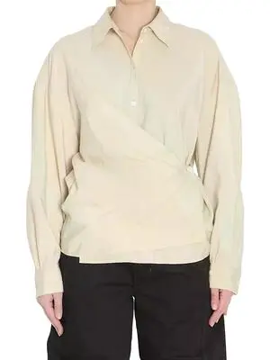 LEMAIRE Straight Collar Twisted Shirt - Neutrals