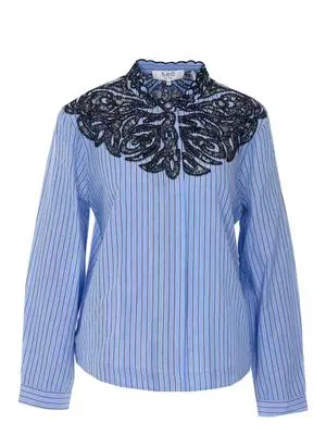 Sea Striped Lace Shirt - Blue