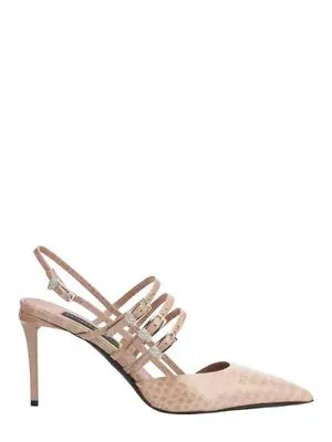 Philipp Plein Croco-print Buckled Slingback Pumps - Neutrals