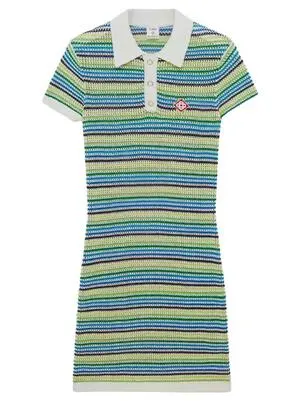 Casablanca Striped Collared Mini Dress - Green