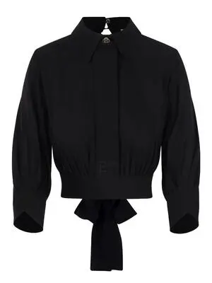 Elisabetta Franchi Button-detail Tie Blouse - Black