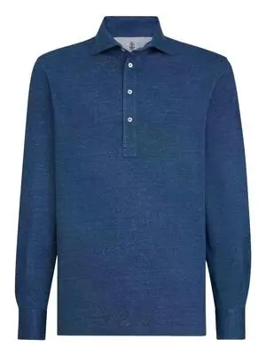 Brunello Cucinelli Long-sleeve Polo Shirt - Blue