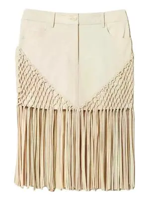 TWINSET Fringed Mini Skirt - Neutrals