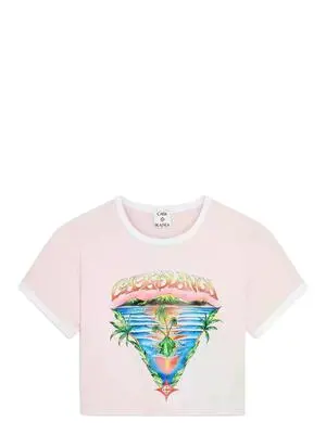 Casablanca Graphic Cropped T-shirt - Pink
