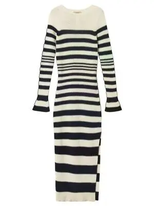 TWINSET Striped Knit Maxi Dress - Blue