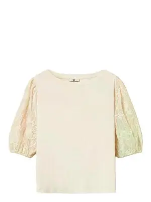 TWINSET Embroidered Sleeve Blouse - Neutrals