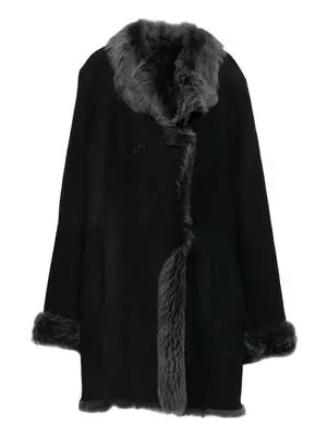 ROMEO GIGLI 1990s Fur Trim Coat - Black