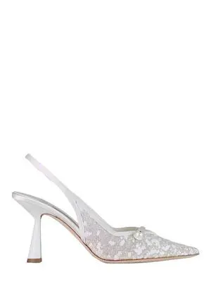 JIMMY CHOO Amita Tulle Slingback Pumps - White