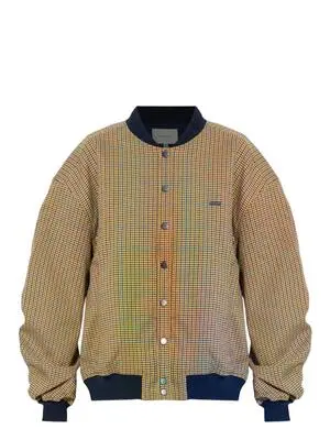 GESTUZ Check-pattern Bomber Jacket - Brown
