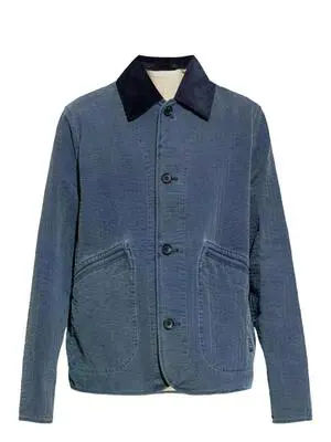 Paul Smith Corduroy Collar Quilted Jacket - Blue