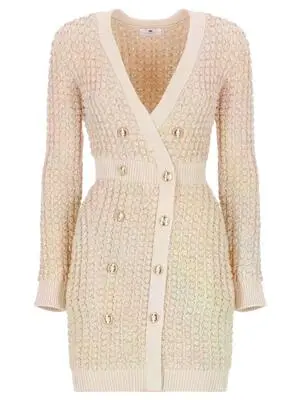 Elisabetta Franchi Button-fastening Mini Dress - Neutrals