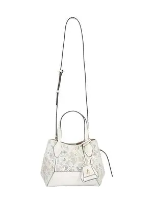 JIMMY CHOO Mini Floral Appliqué Tote Bag - White