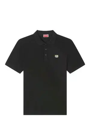 Kenzo Logo-appliqué Cotton Polo Shirt - Black