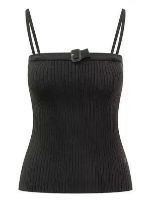 COURREGES Buckled Ribbed Top - Black