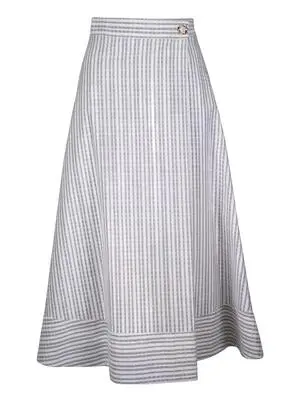 Agnona Striped A-line Skirt - White