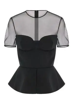 NENSI DOJAKA Sheer-neckline Blouse - Black
