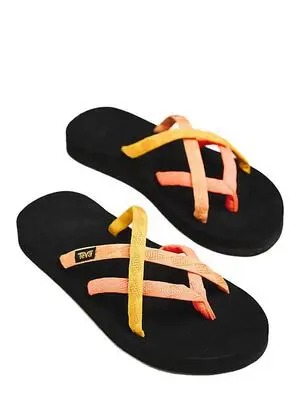 Teva Olowahu Cross-strap Sandals - Neon Coral Multi