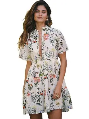 RO'S GARDEN Vibeka A-line Mini Dress - Botanical Pattern