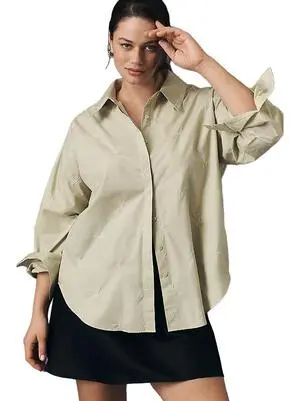 English Factory Bow Embroidery Buttondown Shirt - Green