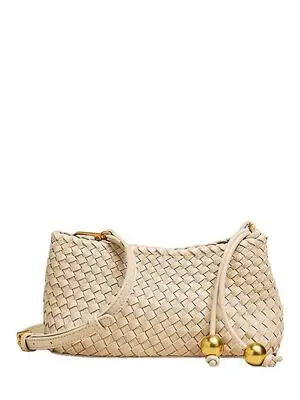 Anthropologie Woven Mini Sling Crossbody Bag - Cream