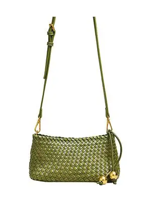 Anthropologie Woven Mini Sling Crossbody Bag - Green