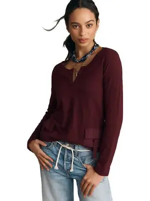 Wilt Button-Front Cargo Shirt Top Dark Wine