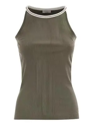 Brunello Cucinelli Ribbed Crew-neck Tank Top - Green