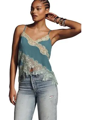 BL-NK Yamela Lace Tank Top - Teal Blue