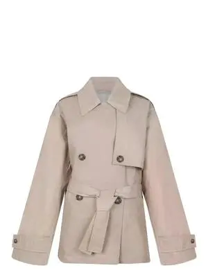 Calvin Klein Buttoned Belted Jacket - Neutrals