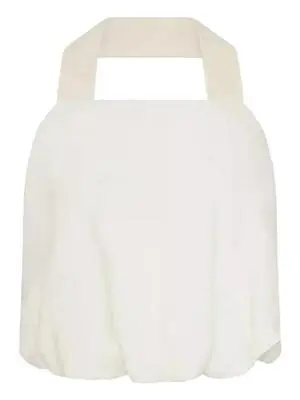 ST. AGNI Twisted-back Halterneck Top - White