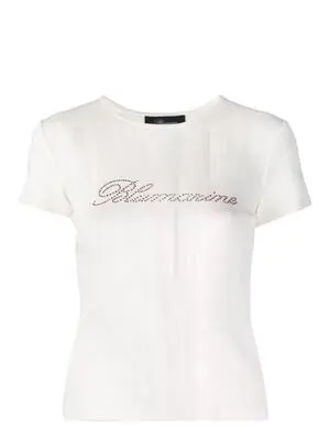 Blumarine Stud-embellished Logo T-shirt - White