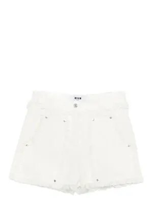 MSGM Fringed-detail Pocket Shorts - White