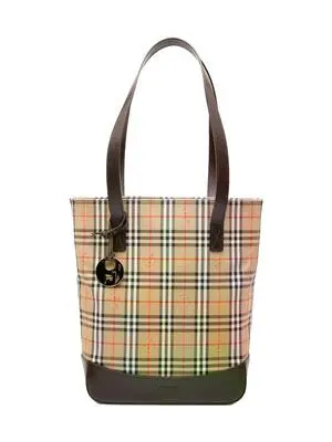 Burberry Haymarket Check Canvas Tote Bag - Brown