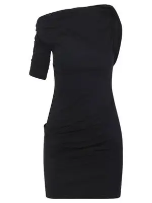 Jacquemus Ruched One-shoulder Mini Dress - Black