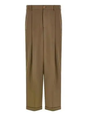 Marni Pleated Wide-leg Trousers - Brown