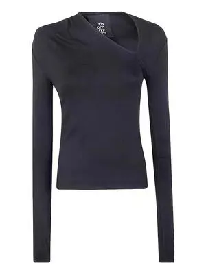 THOM KROM Asymmetric Neckline Long-sleeve Top - Black
