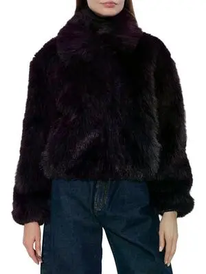 Kate Spade New York Faux-fur Collar Cropped Jacket - Purple