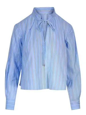 Veronica Beard Striped Tie Blouse - Blue