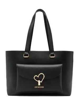 Moschino Heart Appliqué Tote - Black